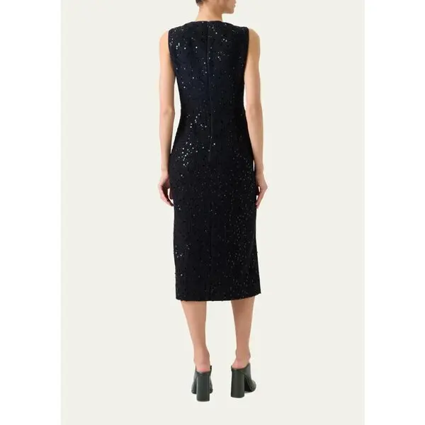 Akris Sequined Tweed Midi Sheath Dress