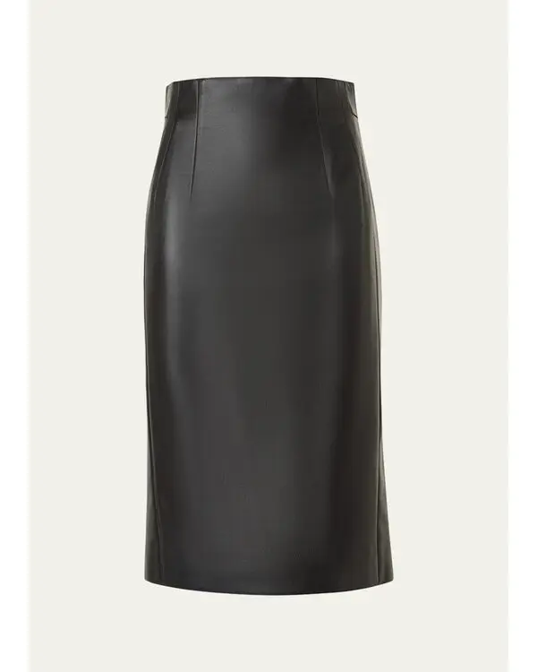 Akris Lamb Nappa Leather Pencil Skirt - Black