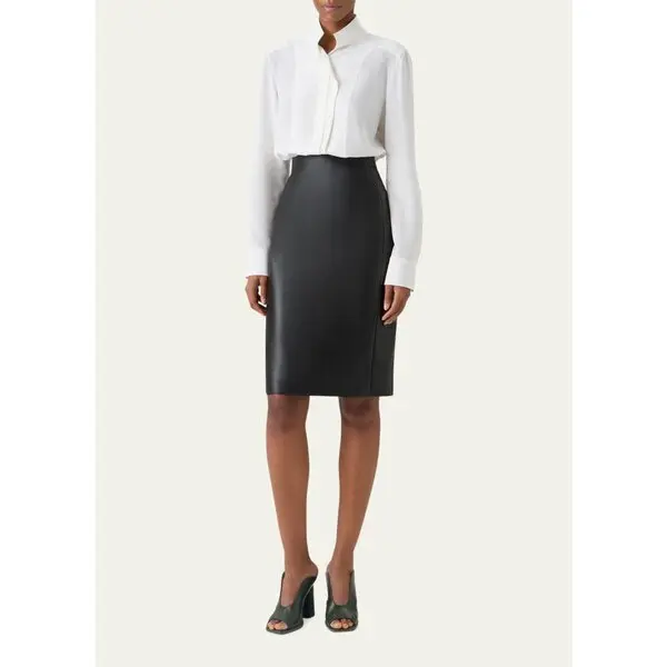 Akris Lamb Nappa Leather Pencil Skirt