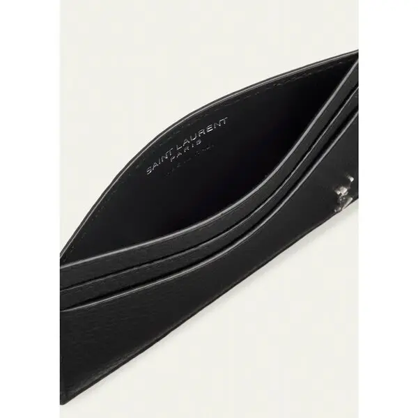 Saint Laurent Tiny Cassandre Card Holder In Leather