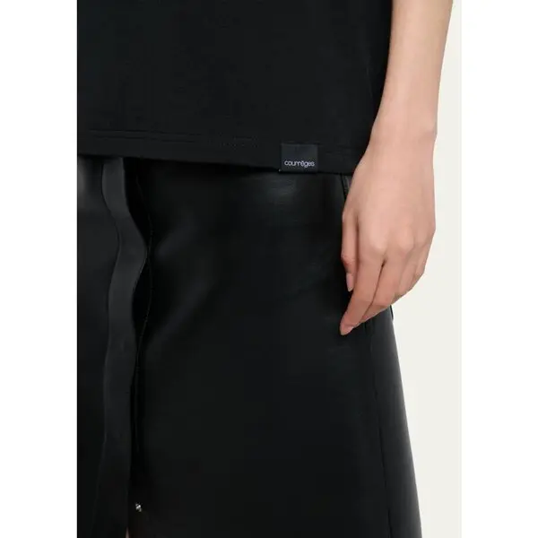 COURREGES Cotton Ribbed Stand-collar T-shirt