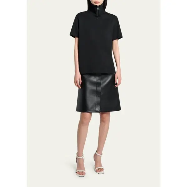 COURREGES Cotton Ribbed Stand-collar T-shirt
