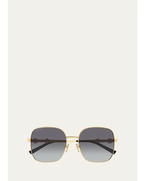 Gucci Horsebit 58mm Square Sunglasses - Gold