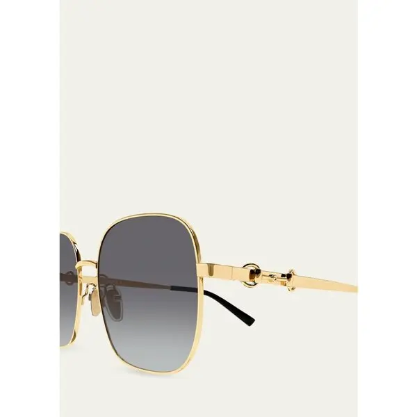 Gucci Horsebit 58mm Square Sunglasses - Gold