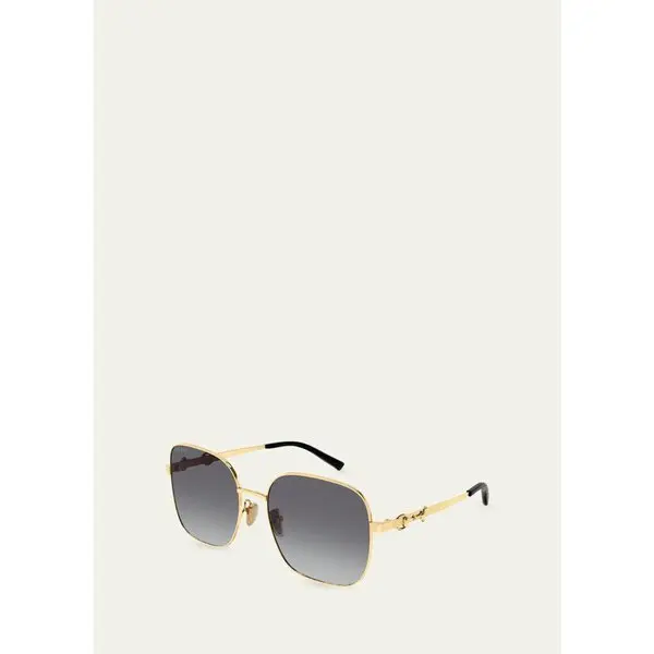 Gucci Horsebit 58mm Square Sunglasses - Gold