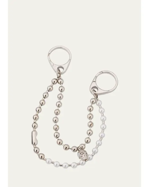 Alexander McQueen Skull And Pearly Double Chain Charm