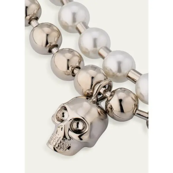 Alexander McQueen Skull And Pearly Double Chain Charm