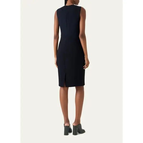 Akris Wool And Orbit Leather Sleeveless Sheath Dress