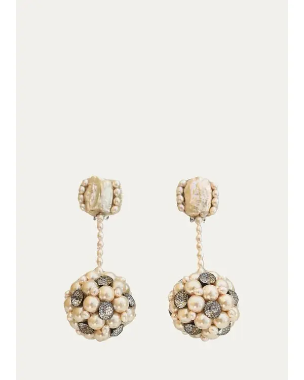 Ranjana Khan Chakra Pendulum Clip-on Earrings - Pearl
