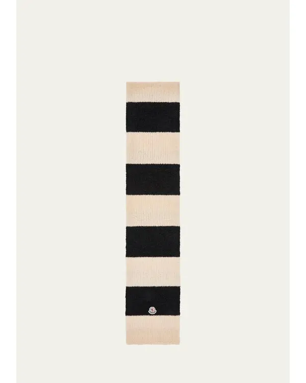 Moncler Wide Stripe Logo Patch Scarf - Red