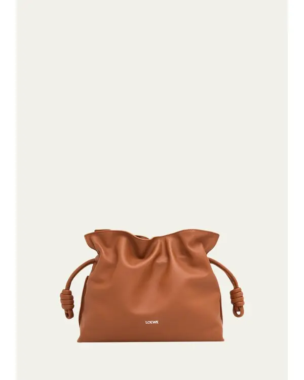 Loewe Flaco Medium Clutch Bag In Nappa Leather - Squirrel