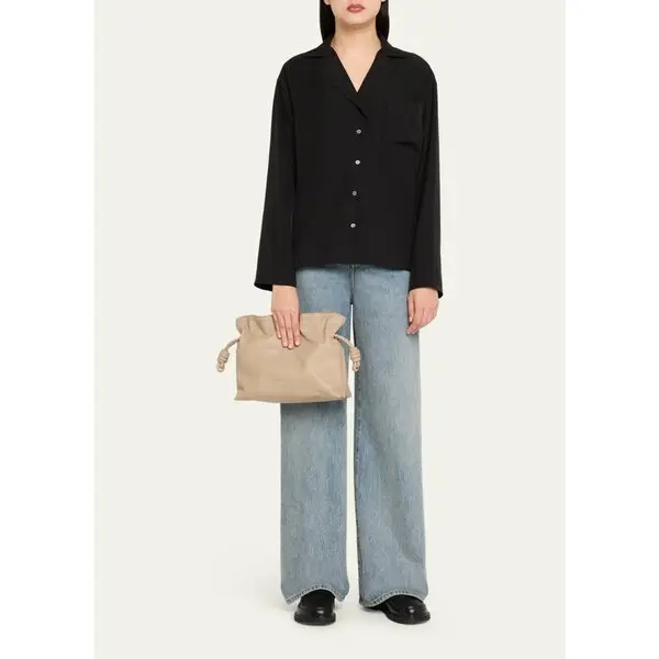 Loewe Flaco Medium Clutch Bag In Nappa Leather - Squirrel