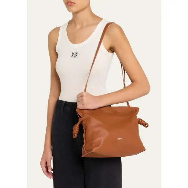 Loewe Flaco Medium Clutch Bag In Nappa Leather - Squirrel