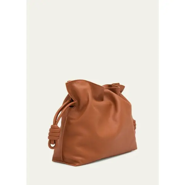 Loewe Flaco Medium Clutch Bag In Nappa Leather - Squirrel