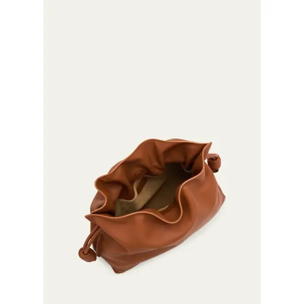 Loewe Flaco Medium Clutch Bag In Nappa Leather - Squirrel