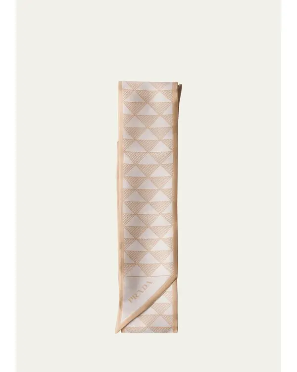 Prada Symbole Jacquard Silk Tie - Camel