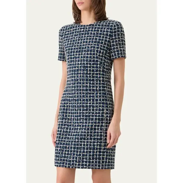Akris 3d Check Embroidered Sheath Dress