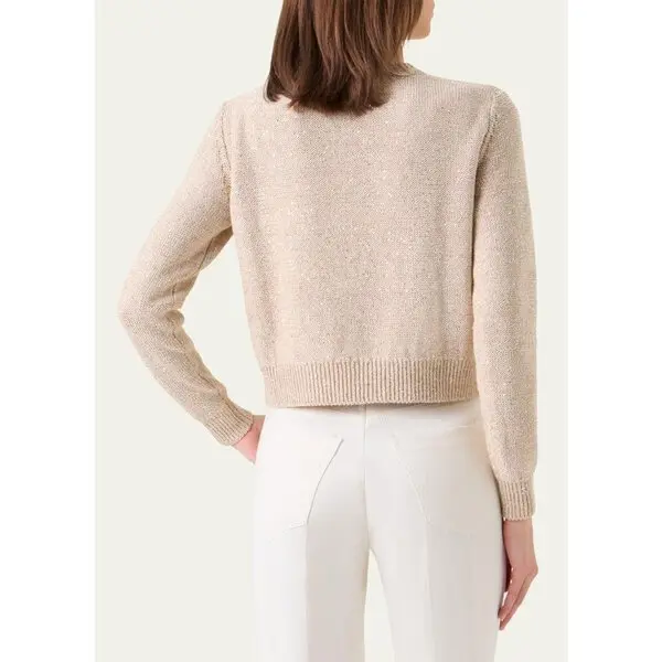 Akris Linen-cotton Micro Sequin Knit Cardigan Sweater