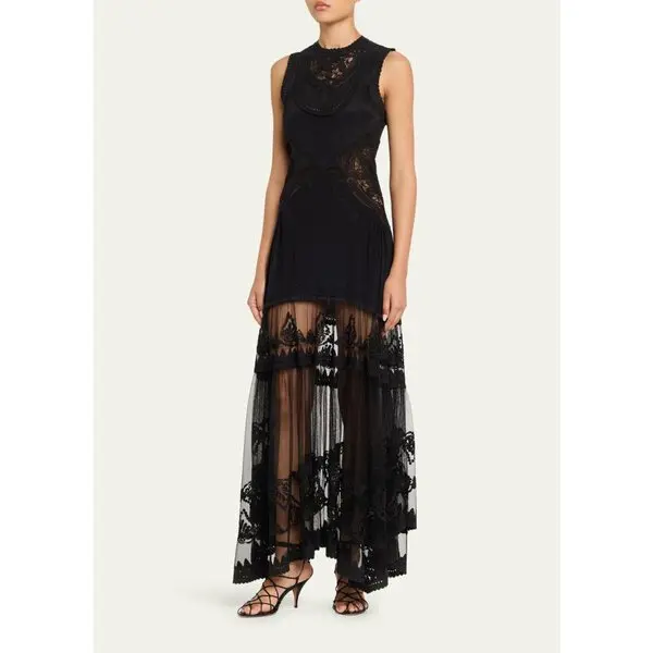 Ulla Johnson Floral Lace Silk Crepe De Chine Gown