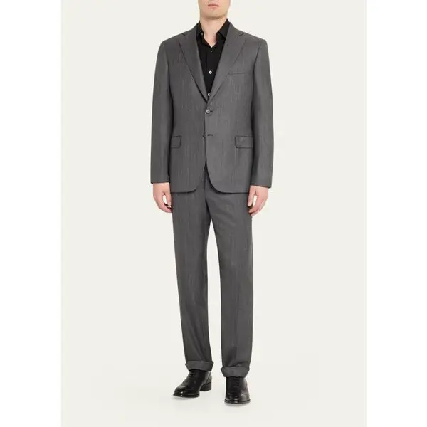 Brioni Tonal Herringbone Wool-silk Two-piece Suit