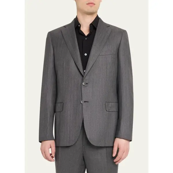 Brioni Tonal Herringbone Wool-silk Two-piece Suit