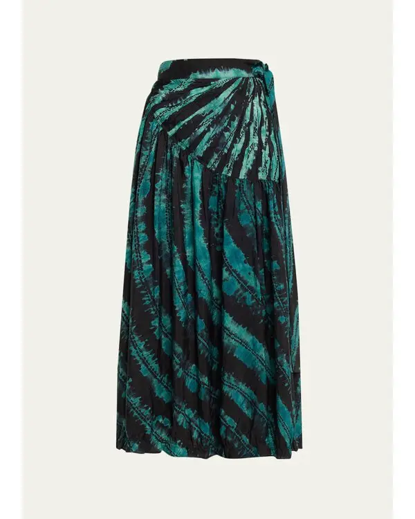 Ulla Johnson Freya Shibori Tie-dye Midi Skirt - Malachite