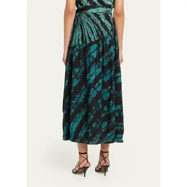 Ulla Johnson Freya Shibori Tie-dye Midi Skirt - Malachite