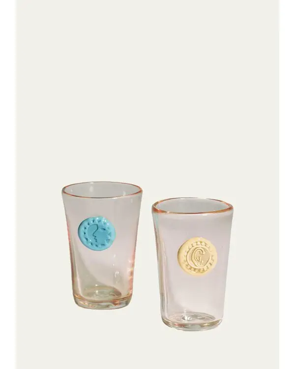 HELLE MARDAHL Monogram 7.4 Oz. Drinking Glasses, Set Of 4 - Orange