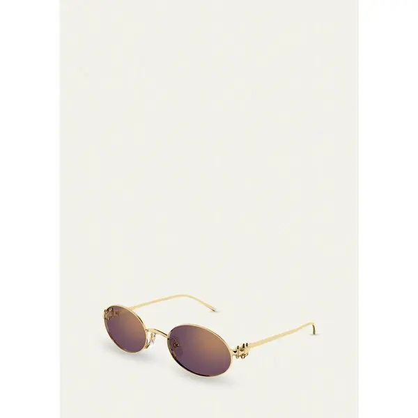 Cartier Clash De 52mm Oval Metal Sunglasses - Gold
