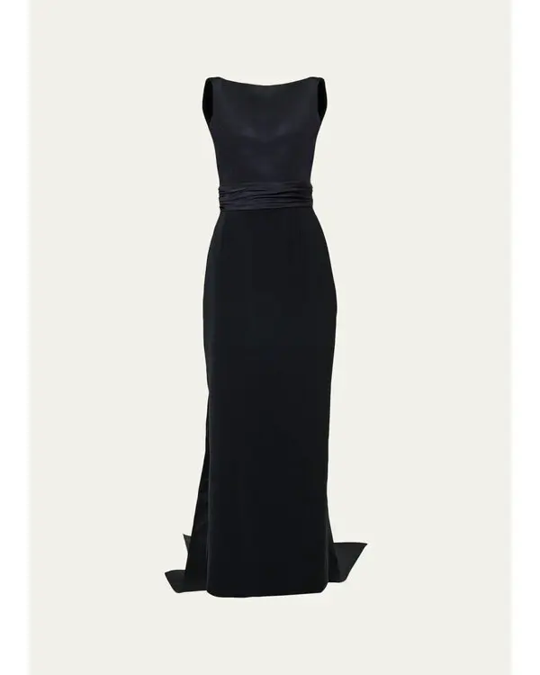 Carolina Herrera Sleeveless Silk Column Dress With Train