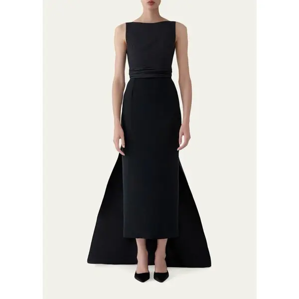 Carolina Herrera Sleeveless Silk Column Dress With Train