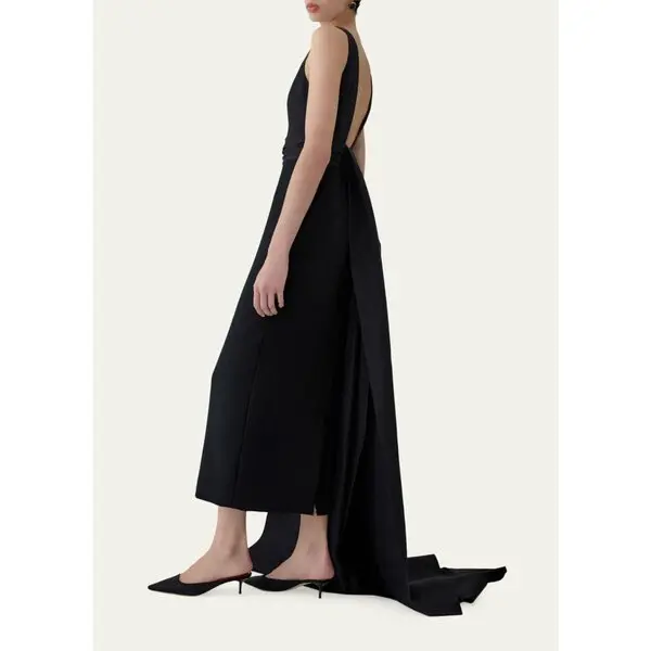 Carolina Herrera Sleeveless Silk Column Dress With Train