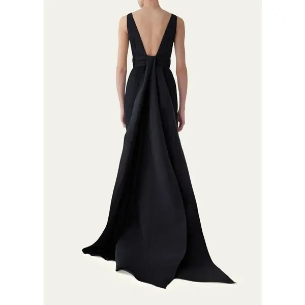 Carolina Herrera Sleeveless Silk Column Dress With Train