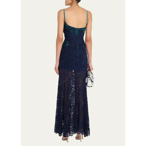 Rabanne Long Lace V-neck Sleeveless Dress
