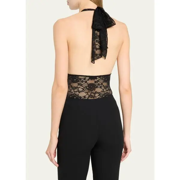 Alice + Olivia Lina Plunging V Lace Bodysuit