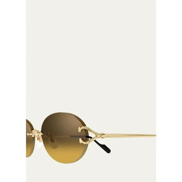 Cartier Decor Classic C De 55mm Rimless Oval Metal Sunglasses