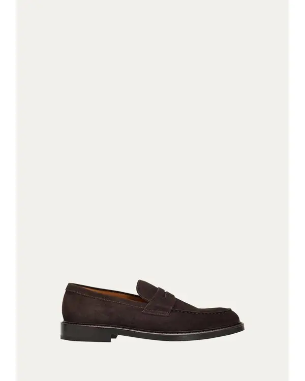 DOUCAL'S Siena Suede Moc-toe Penny Loafers