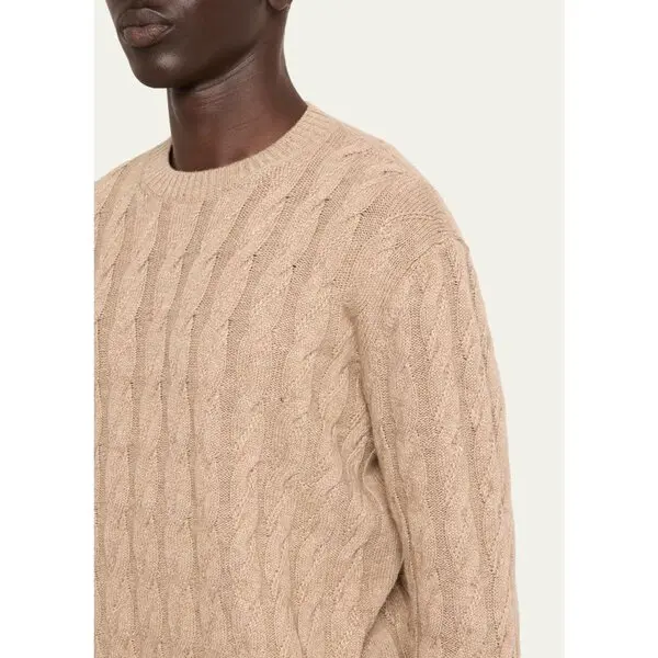 Zegna Beige Melange Cable-knit Crewneck Sweater