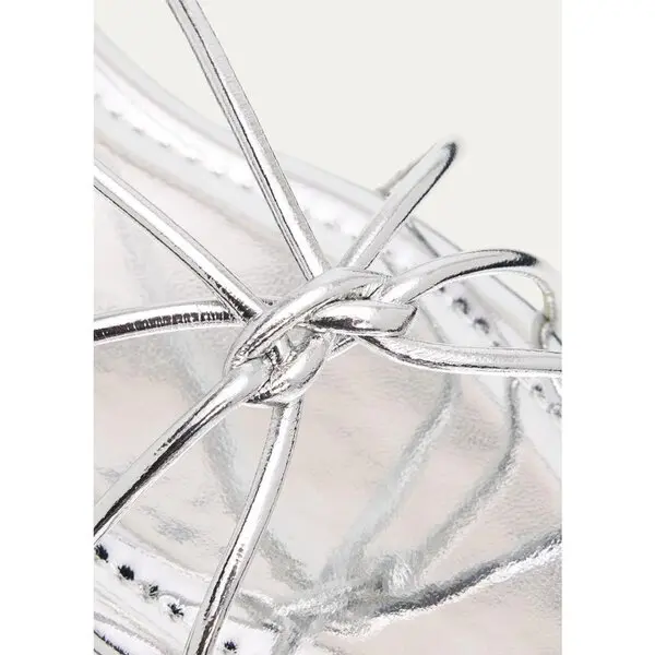 LOEFFLER RANDALL Karly Strappy Flat Metallic Leather Sandals - Silver