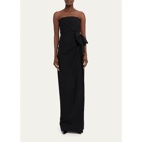 Michael Kors Strapless Wool Origami Bow Column Gown