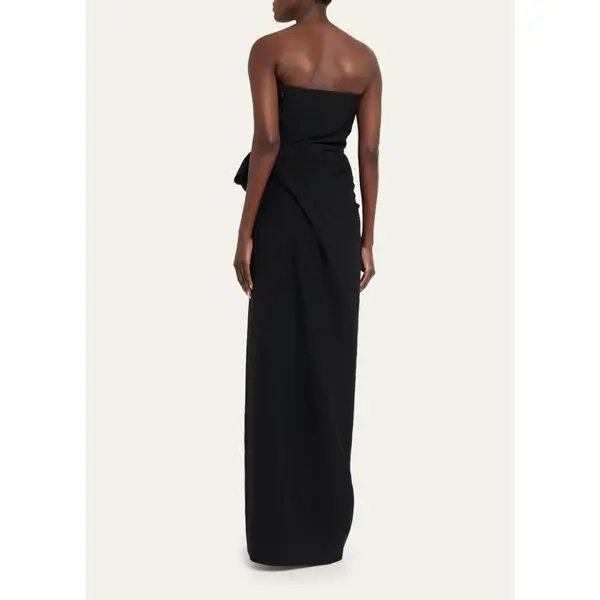 Michael Kors Strapless Wool Origami Bow Column Gown