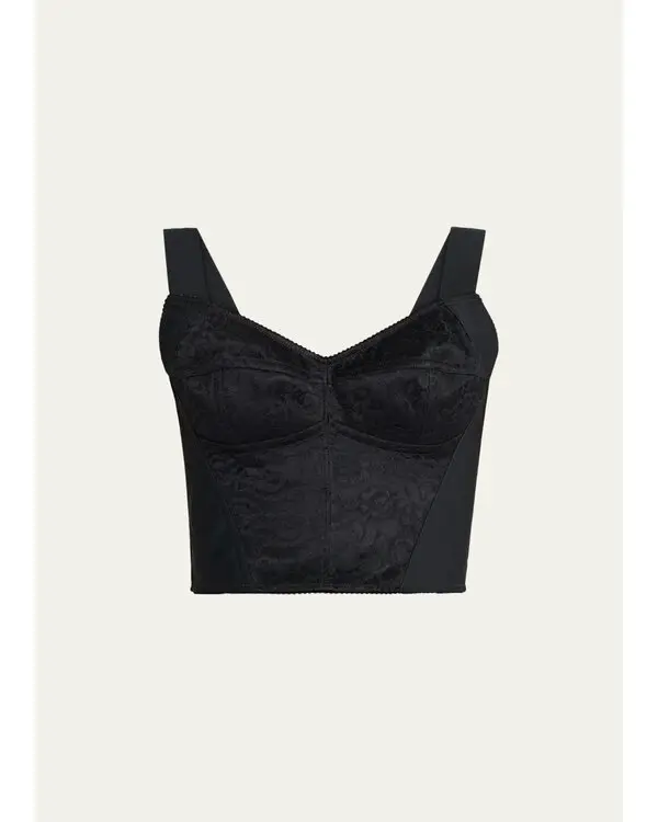 Dolce & Gabbana Lace Jacquard Crop Bustier Top - Nero