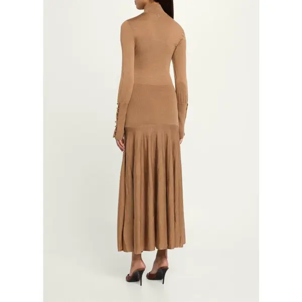 Rabanne Turtleneck Wool-silk Knit Drop-waist Maxi Dress