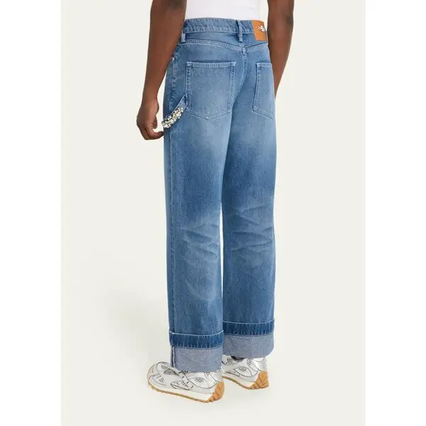 Simone Rocha Embellished Washed Denim Carpenter Jeans