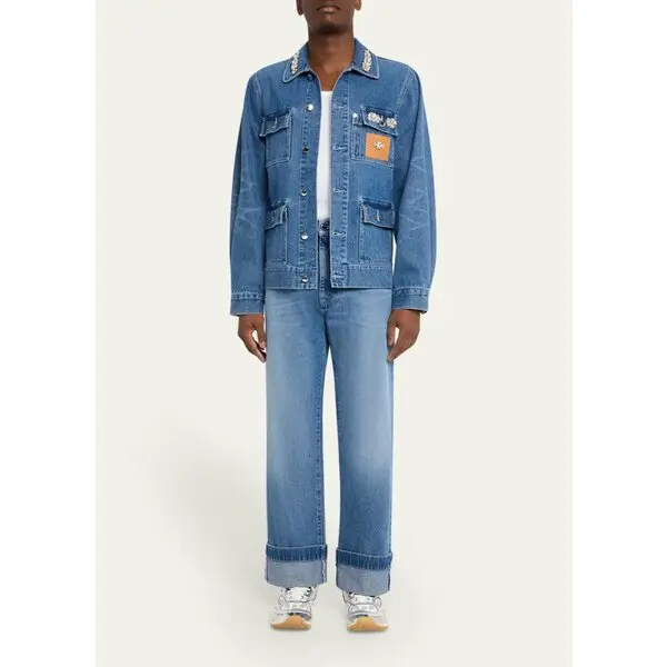 Simone Rocha Embellished Washed Denim Carpenter Jeans