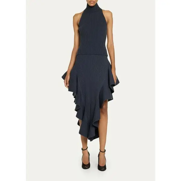 Alaïa Ruffle Pointed Sculpted Midi Skirt