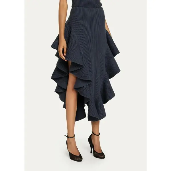 Alaïa Ruffle Pointed Sculpted Midi Skirt