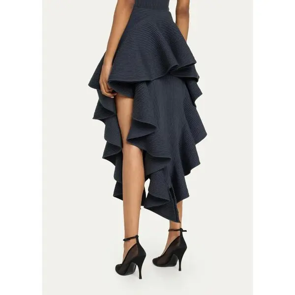 Alaïa Ruffle Pointed Sculpted Midi Skirt