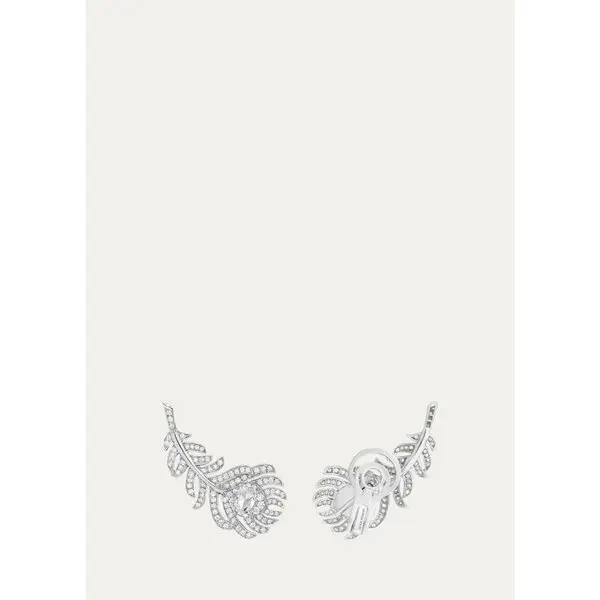 Boucheron Plume De Paon 18k Gold Diamond Clip-on Climber Earrings