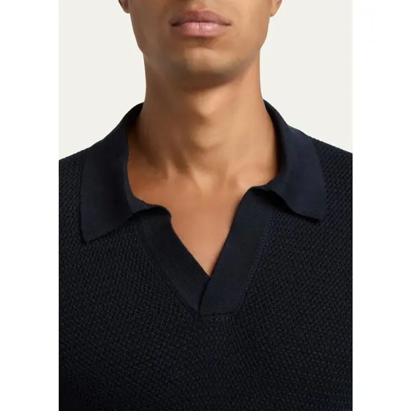 Zegna Premium Cotton Knit Johnny Collar Polo Shirt